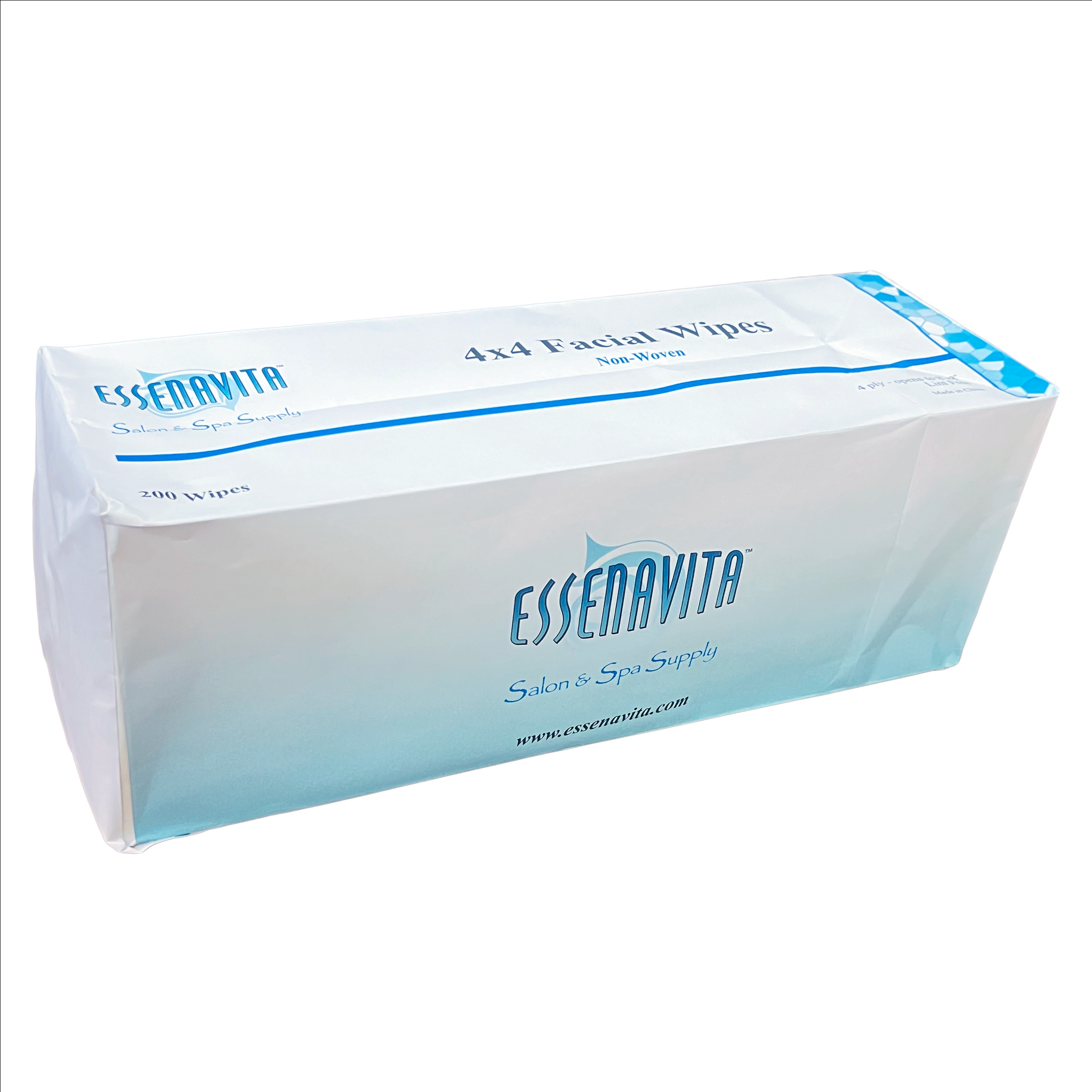 Biodegradable Essenavita smooth 4x4 esthetic facial wipes 100% Rayon